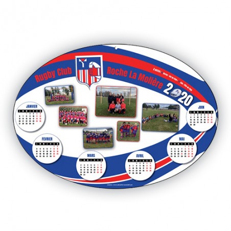 Calendrier ovale cartonné recto|verso